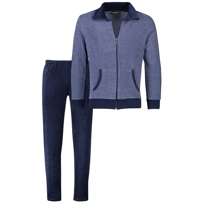 Pastunette huispak fleece met rits blauw heren